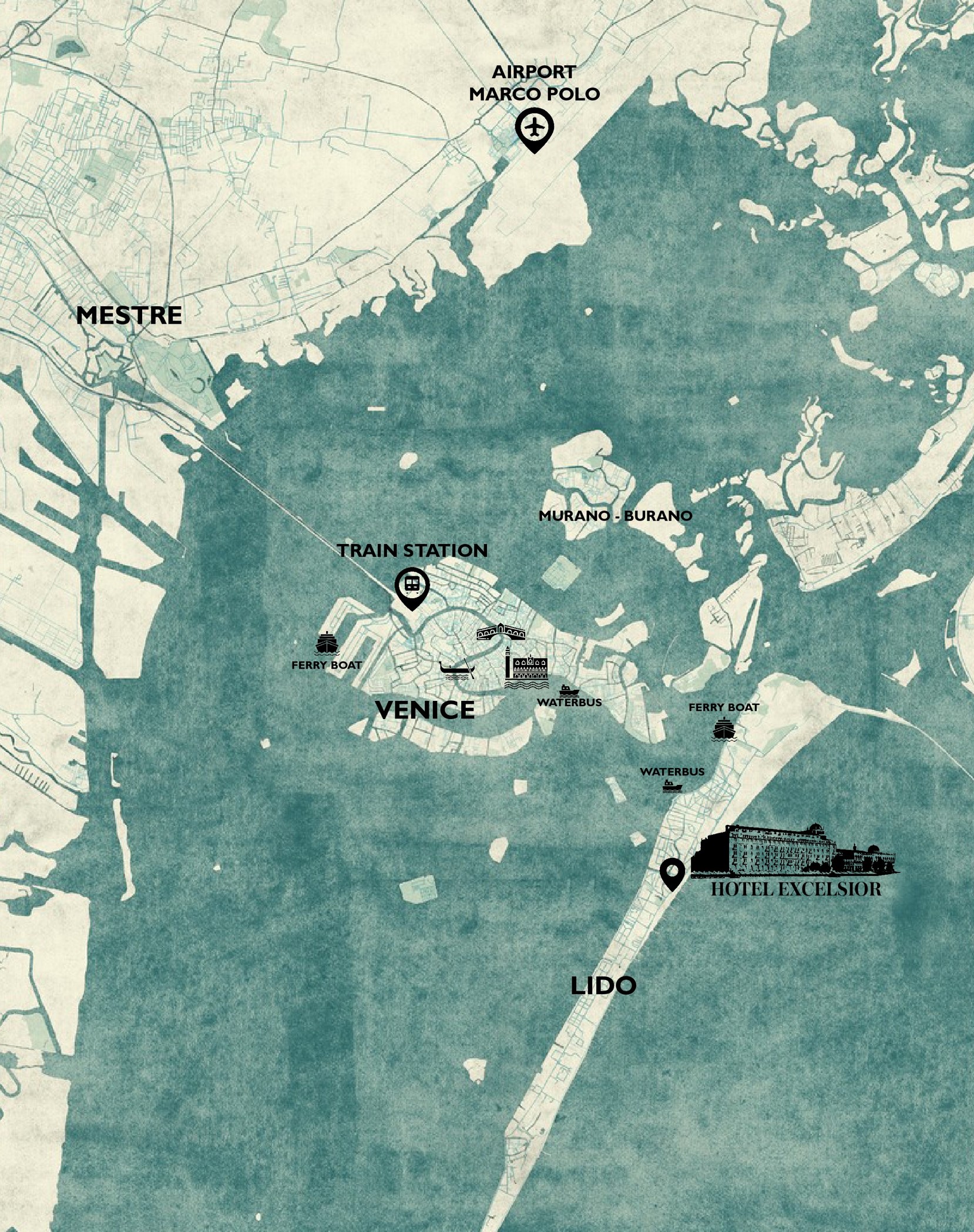Map Directions Hotel Excelsior Venice on Lido Beach